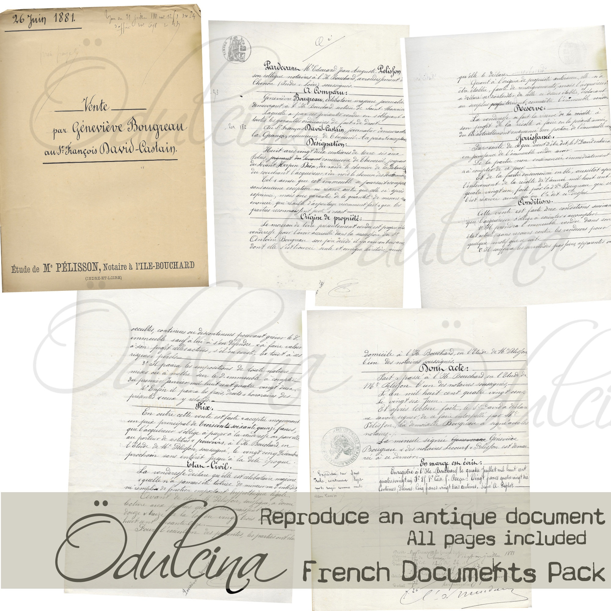 French Documents Pack, Digital Kit, Printable, Digital Download, Junk ...