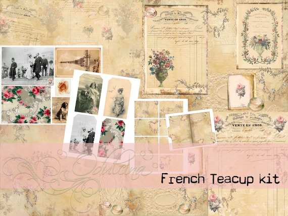 French Teacup Kit Digital Download Antique Papers - Etsy