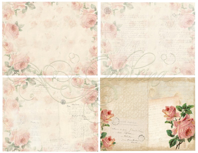 Shabby Victorian Roses, Digital Download - Antique Papers - Printable ...