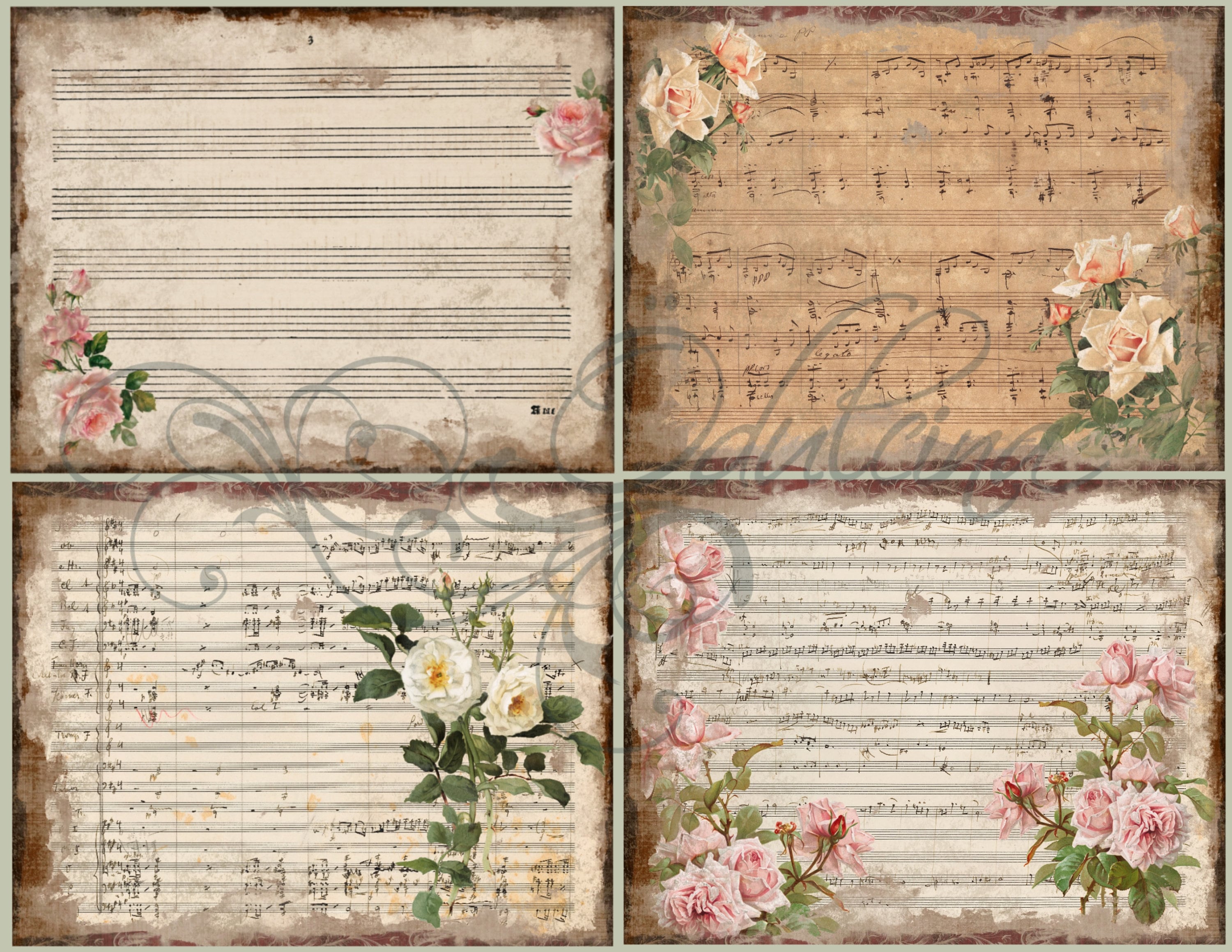 Vintage Music Sheets, Digital Download - Antique Papers - Printable for ...