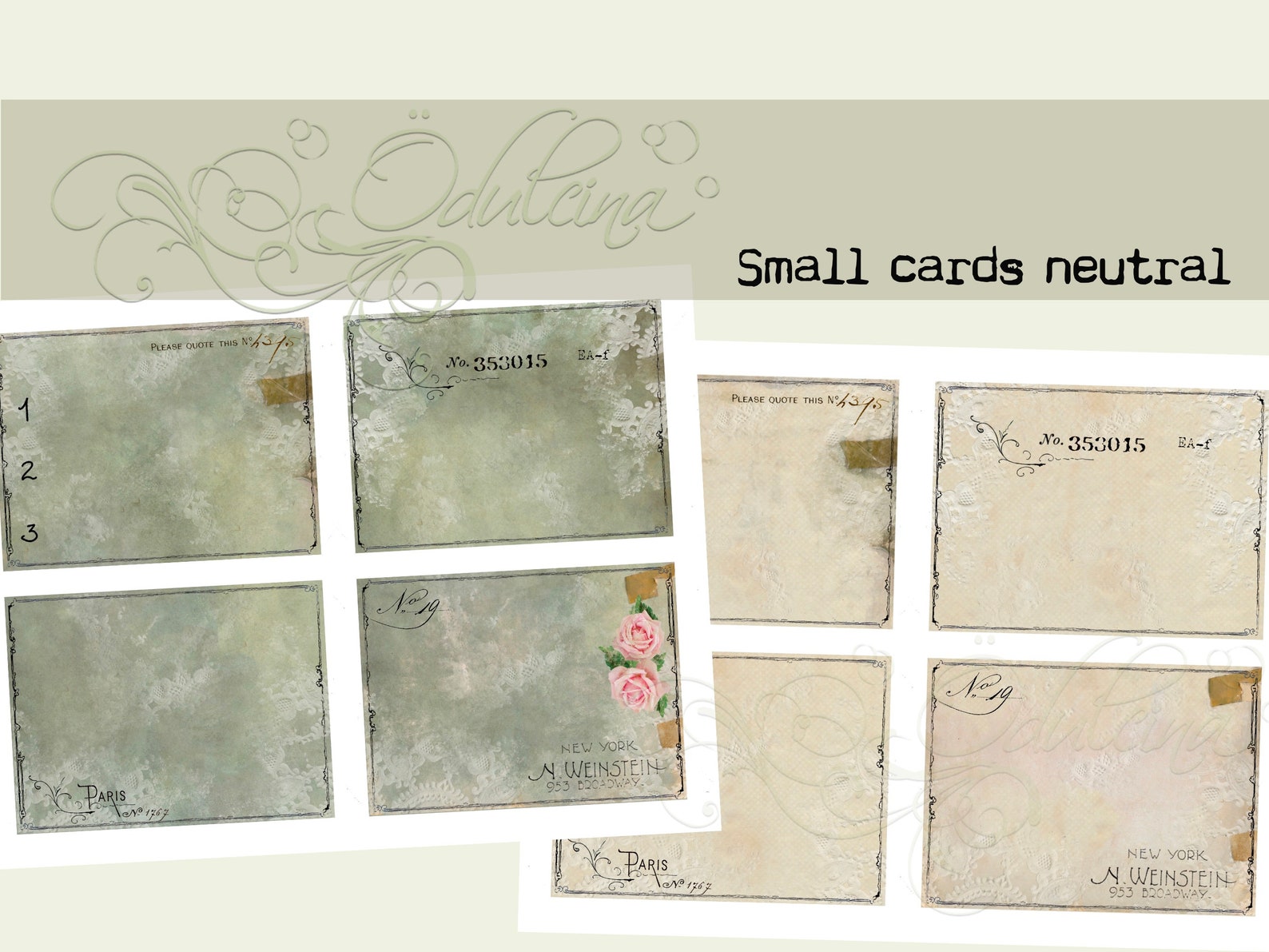 Sample & Inventory Cards Digital Set Printable for Junk - Etsy