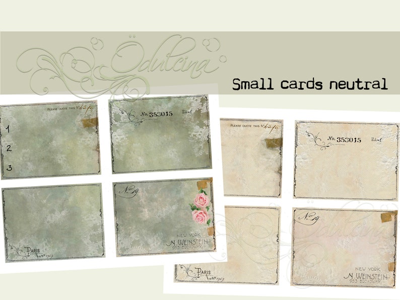 Sample & Inventory Cards Digital Set, Printable, for Junk Journal ...