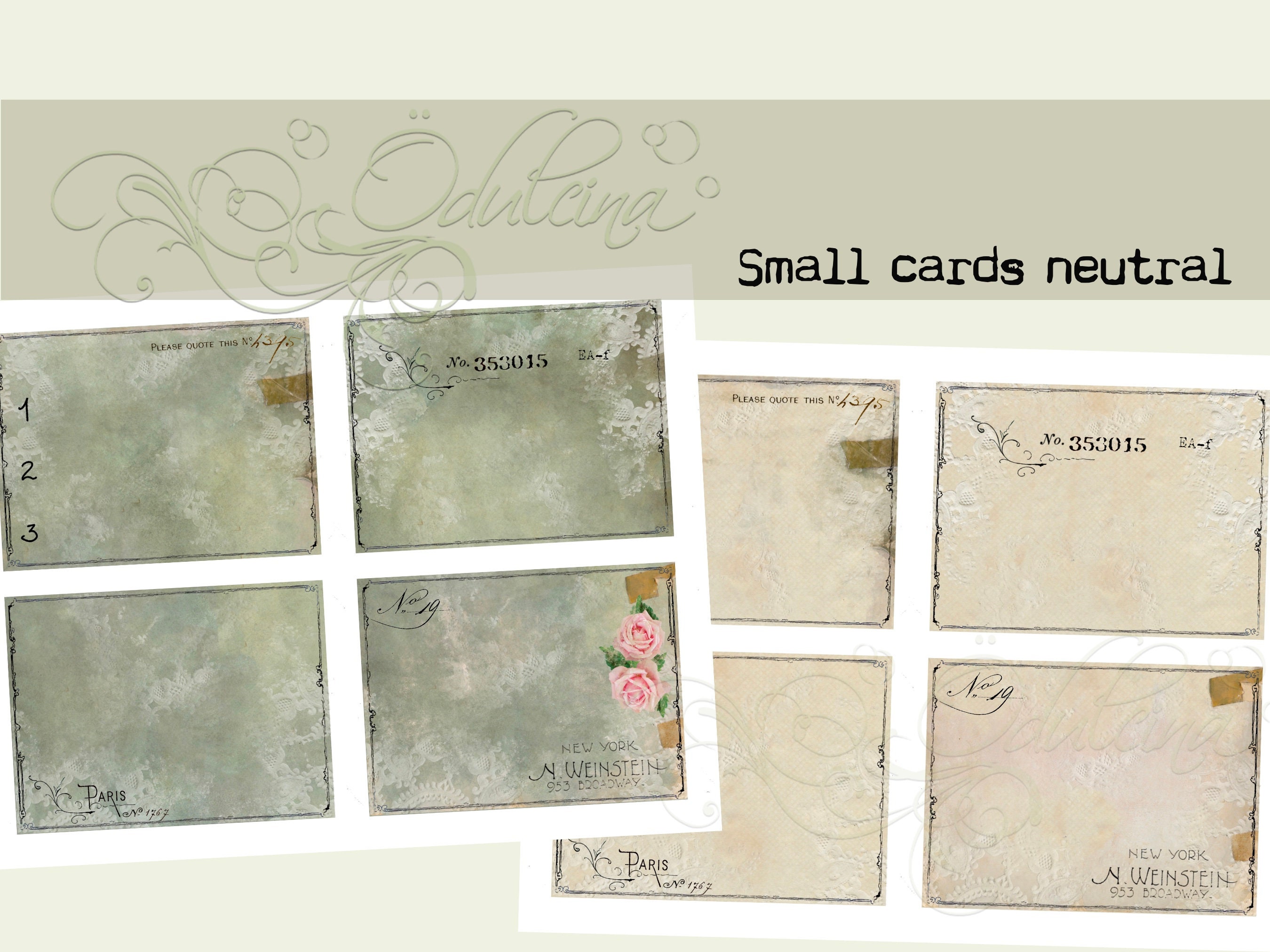Sample & Inventory Cards Digital Set, Printable, for Junk Journal ...