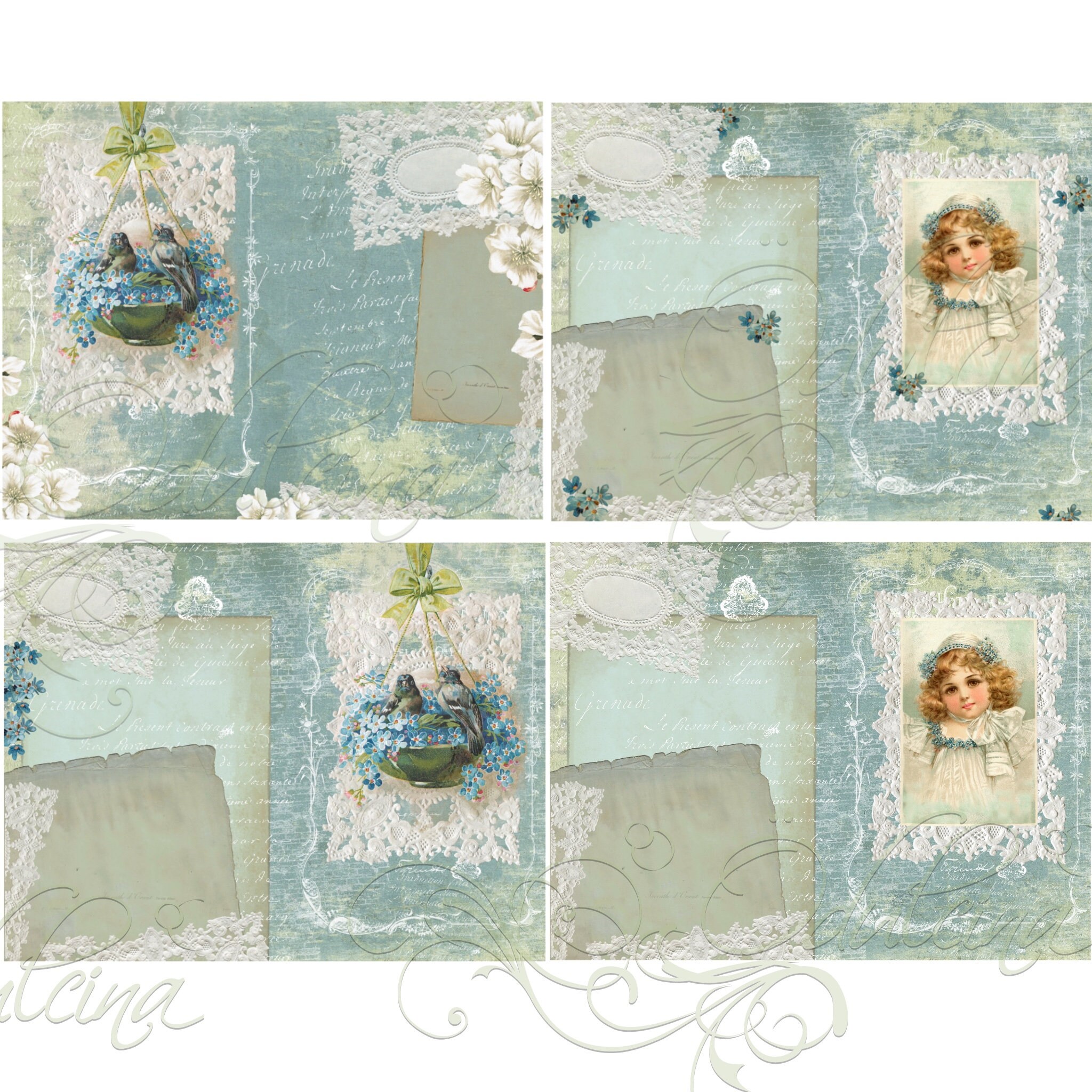 Forget Me Not Kit, Digital Download - Antique Papers - Printables for ...