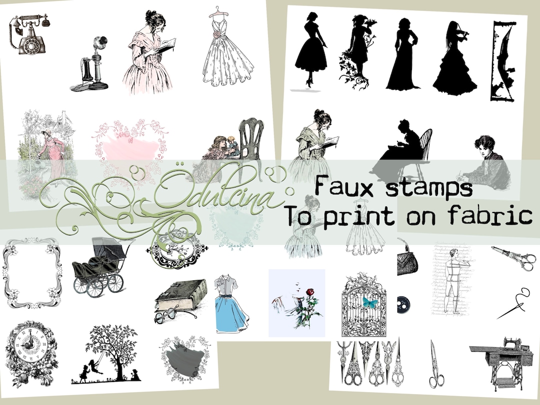 Faux Stamps Labels Digital Set, Printable, for Junk Journal Ephemera ...