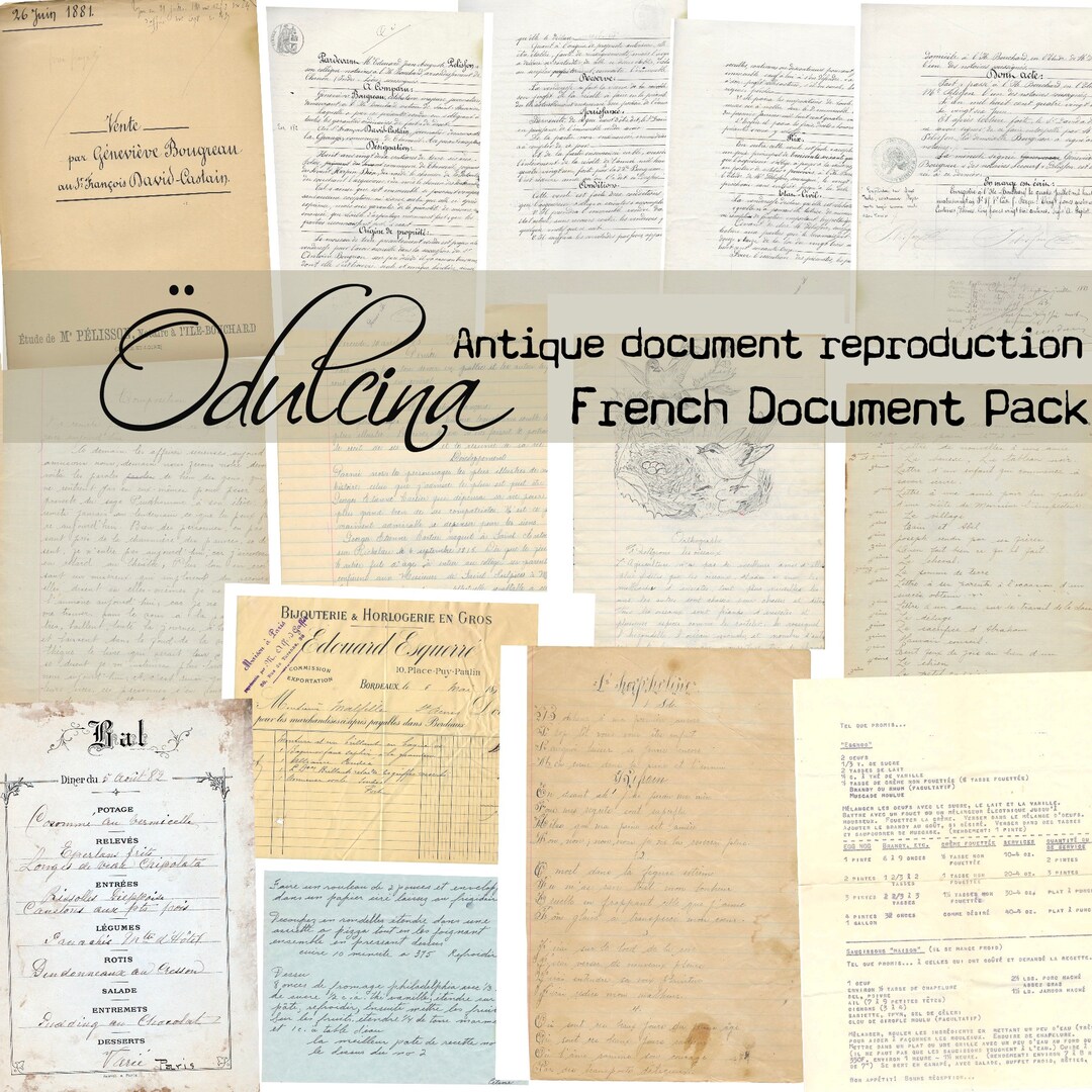 French Documents Pack, Digital Kit, Printable, Digital Download, Junk ...