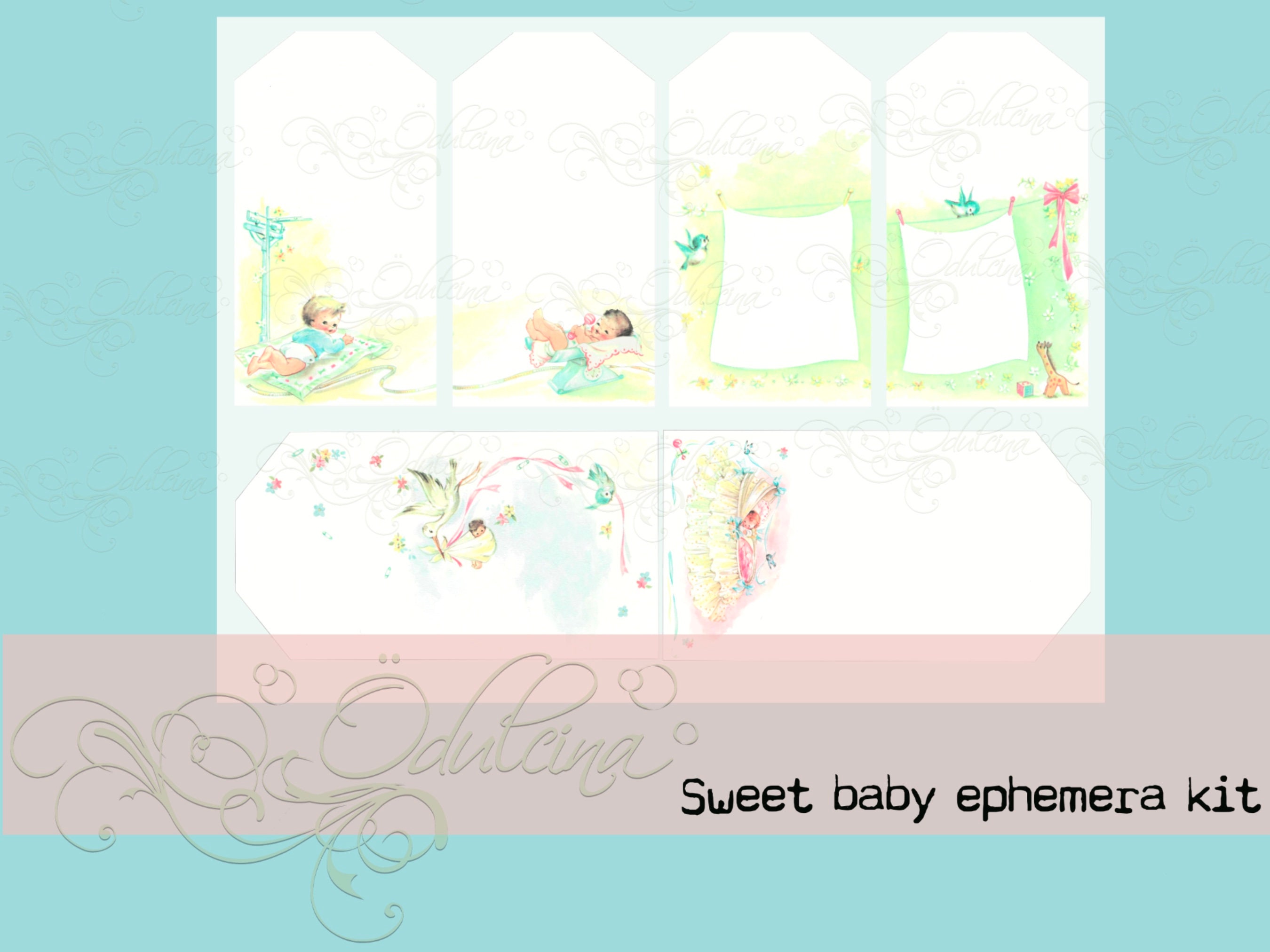 Sweet Baby Ephemera Kit Printable Digital Download Junk - Etsy