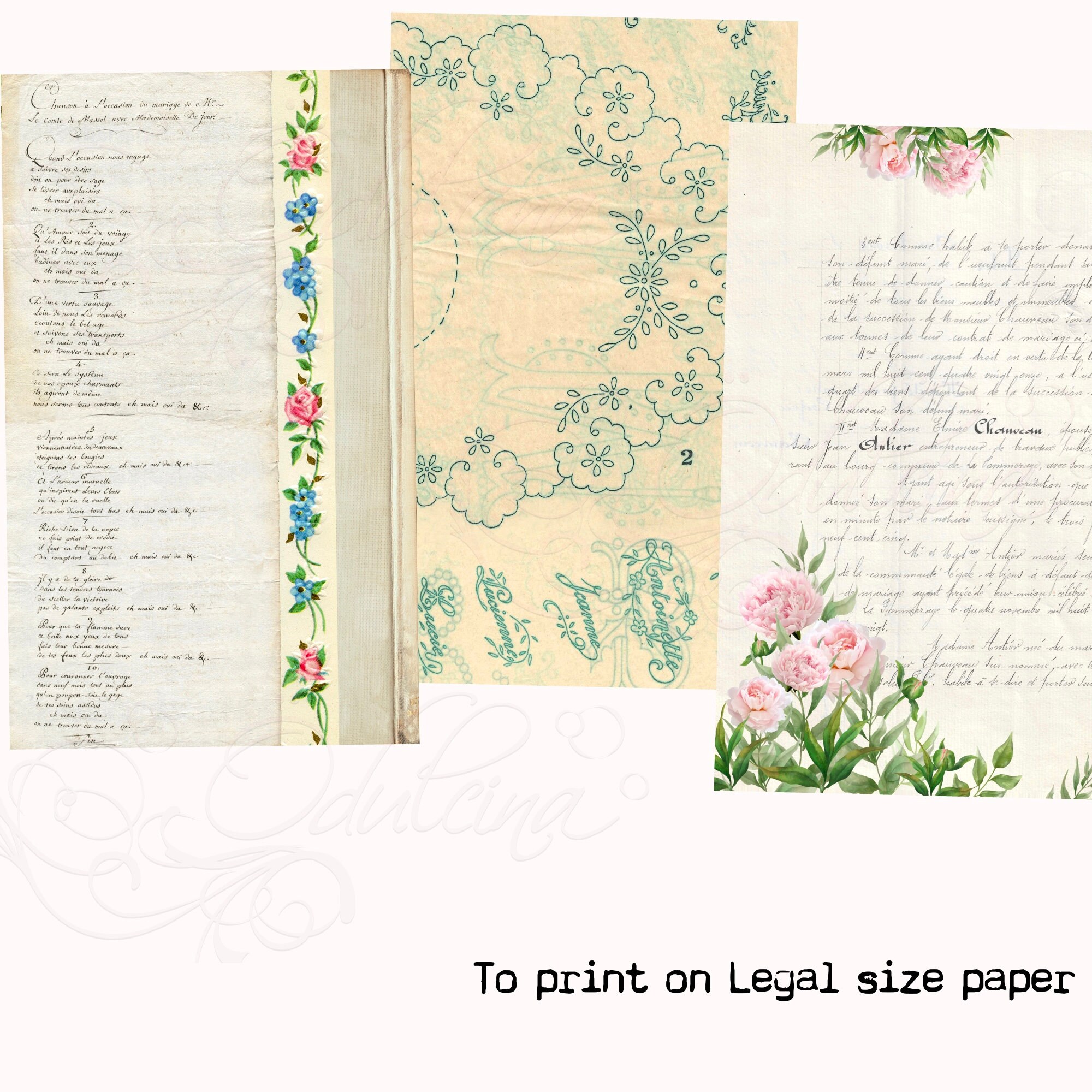 Legal Size Printable Design Papers Vintage Wallpaper - Etsy