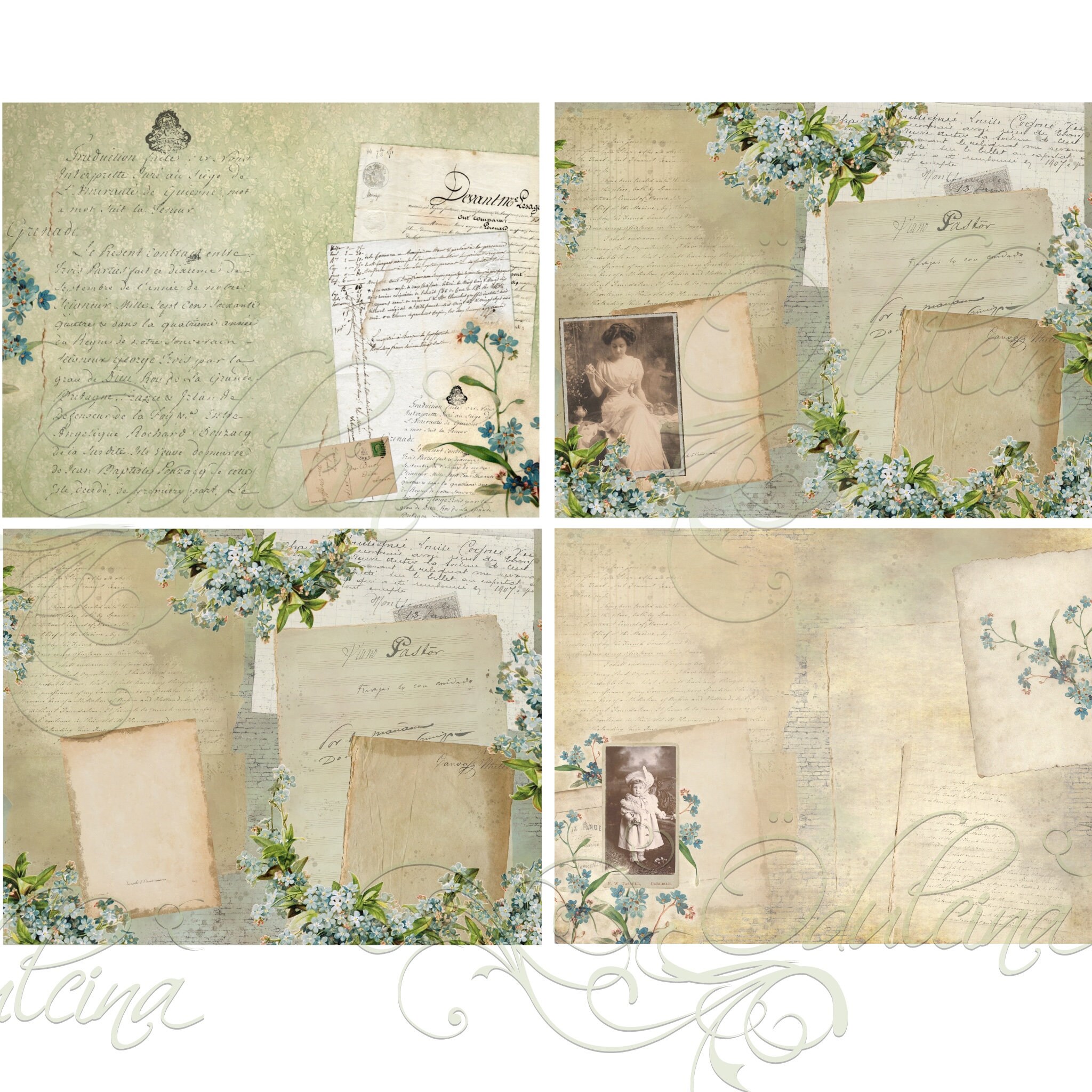 Forget Me Not Kit Digital Download Antique Papers - Etsy Canada