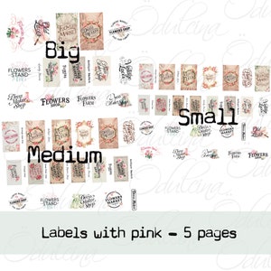 Labels in Pink & Neutral, Printable, for Junk Journal Ephemera Creation ...