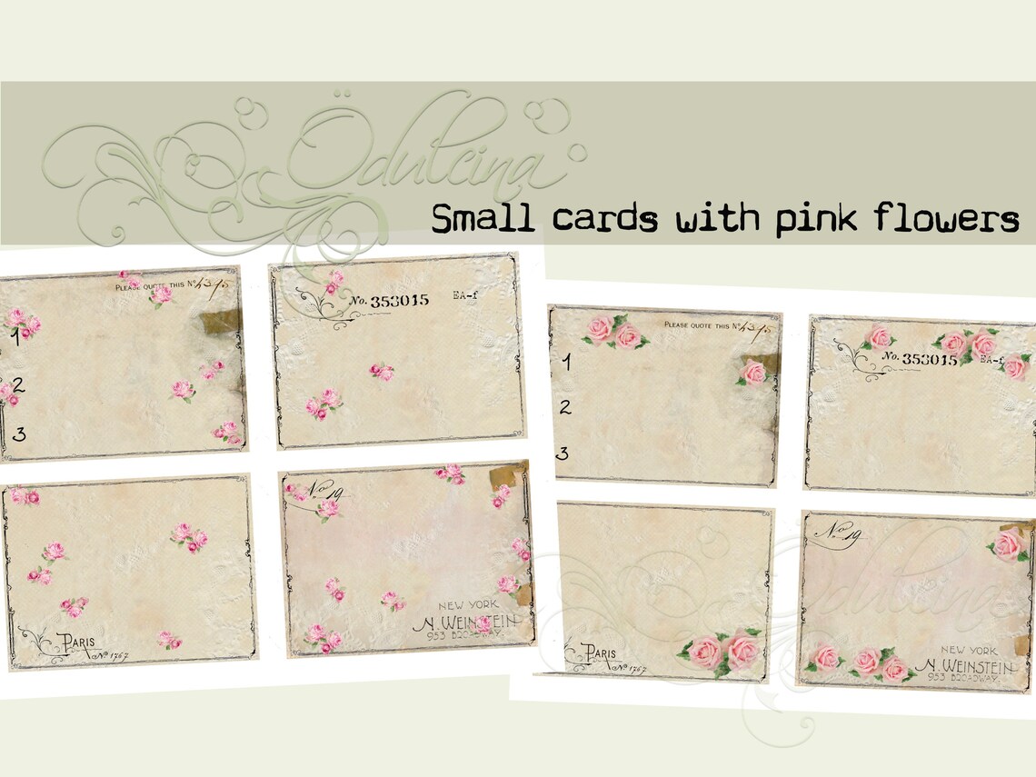 Sample & Inventory Cards Digital Set Printable for Junk - Etsy