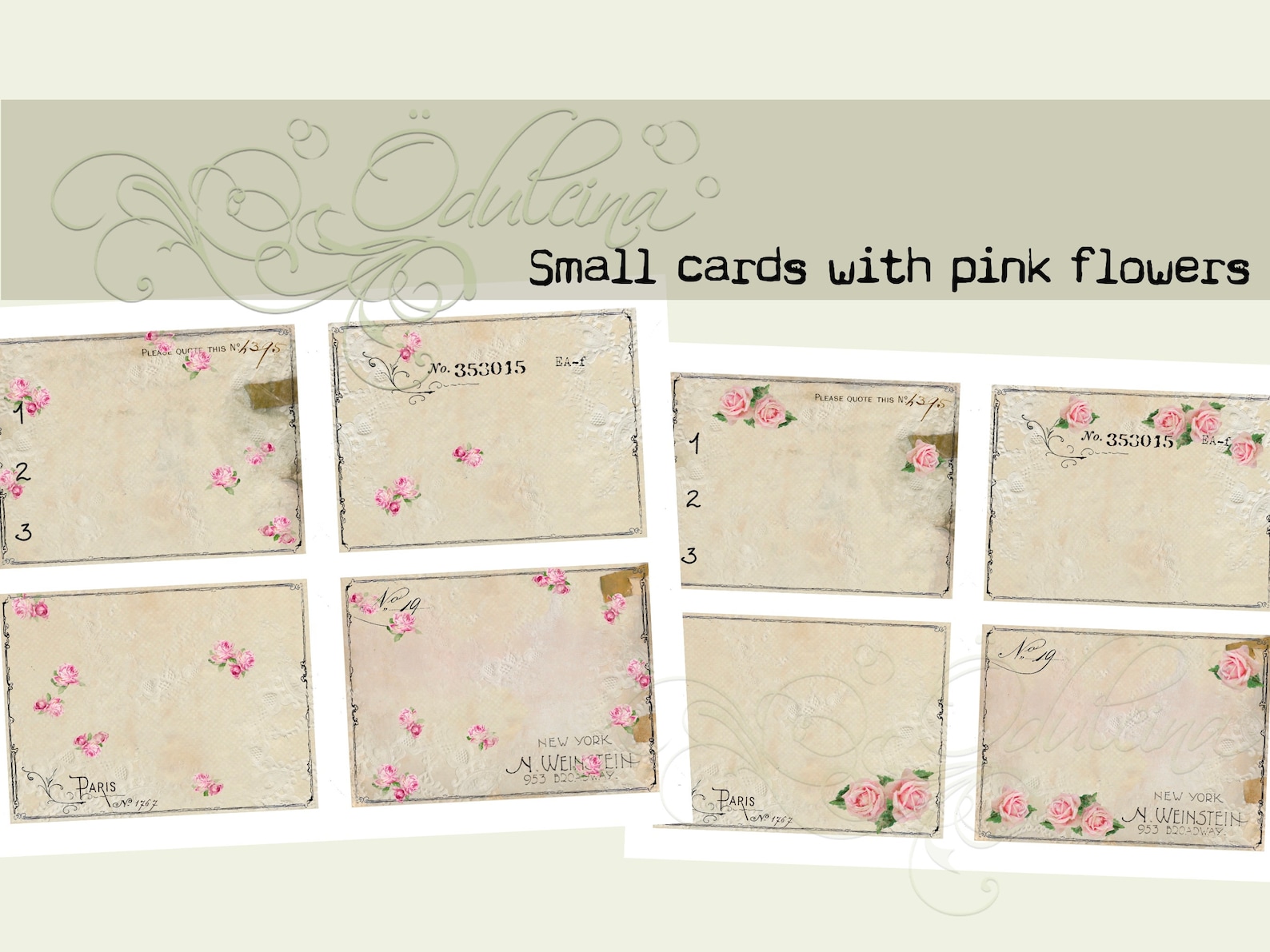 Sample & Inventory Cards Digital Set, Printable, for Junk Journal ...