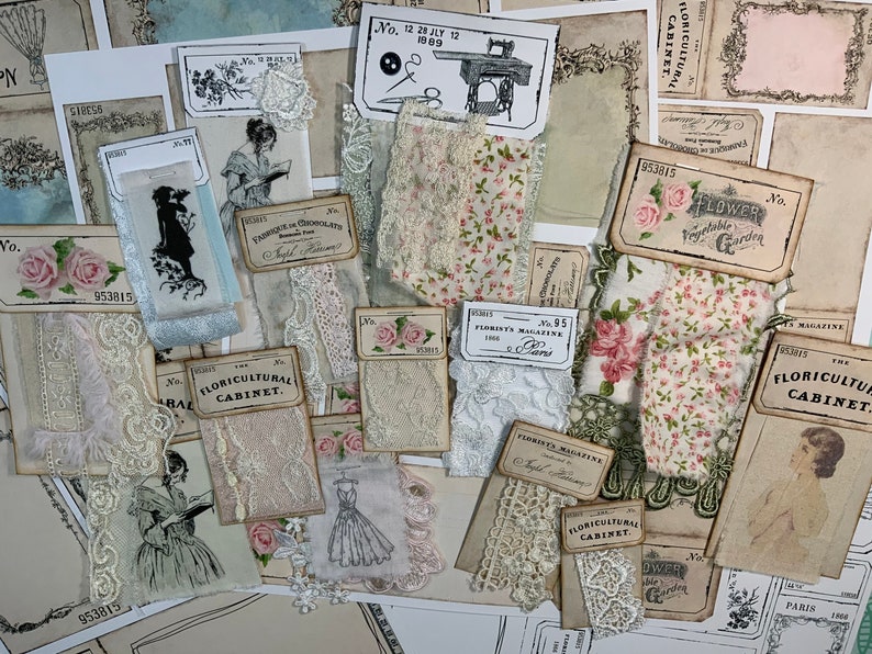 Vintage Sample Cards Digital Set, Printable, for Junk Journal Ephemera ...