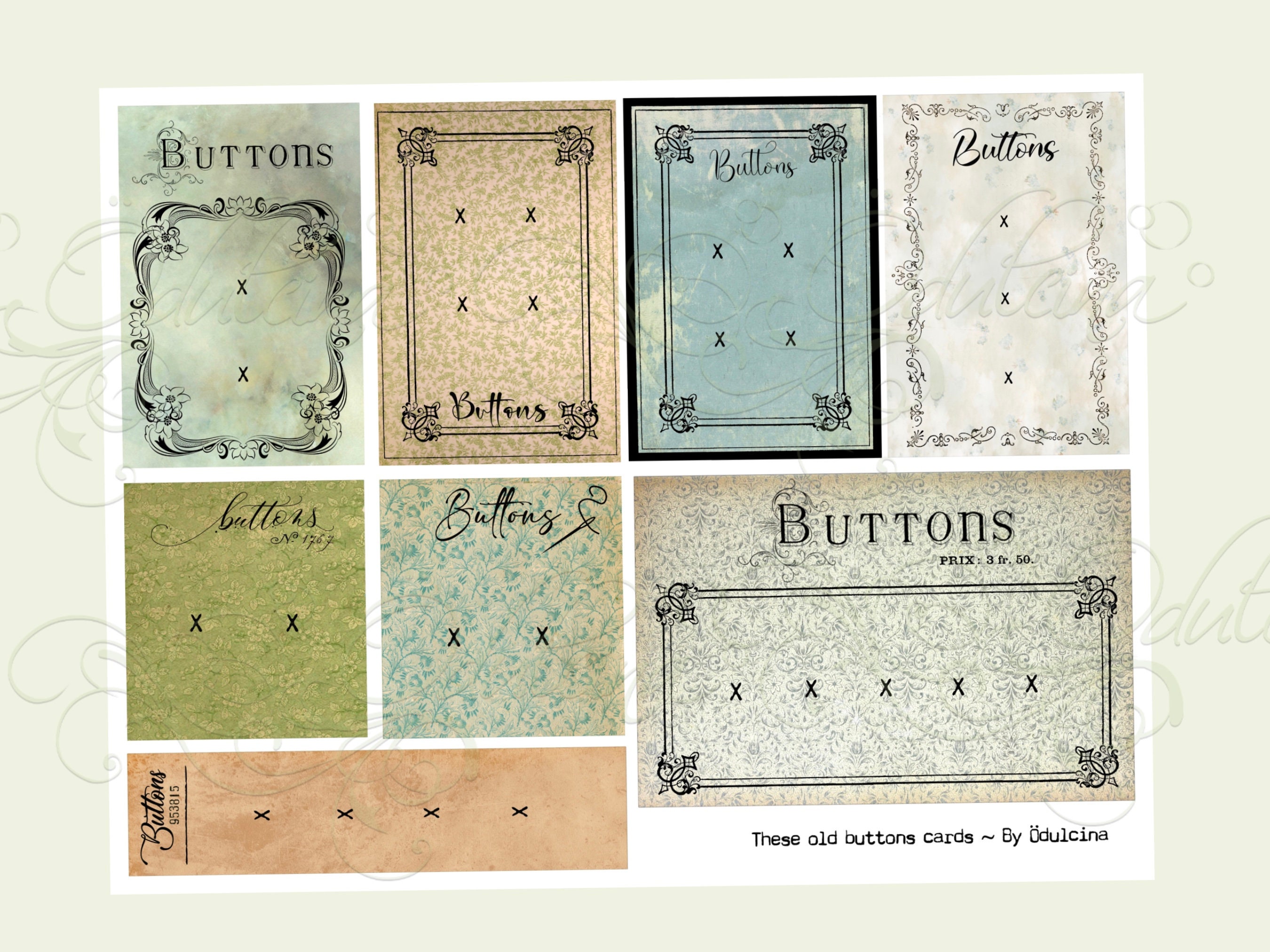 Buttons Cards Digital Set Printable for Junk Journal - Etsy