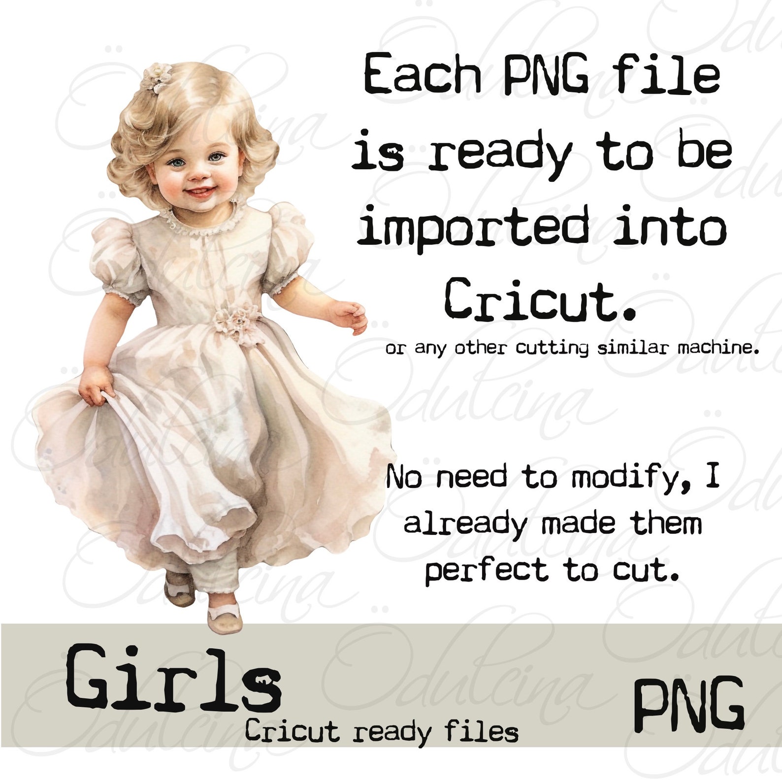 Girls, PNG Files Ready for Cricut Machine, Junk Journal Ephemera ...