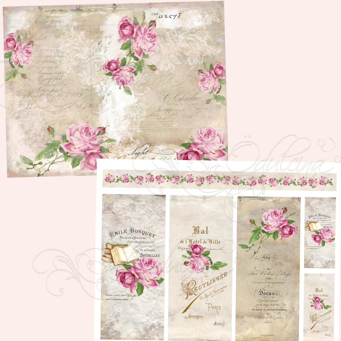 Journaling With Roses, Digital Download - Antique Papers - Printable ...