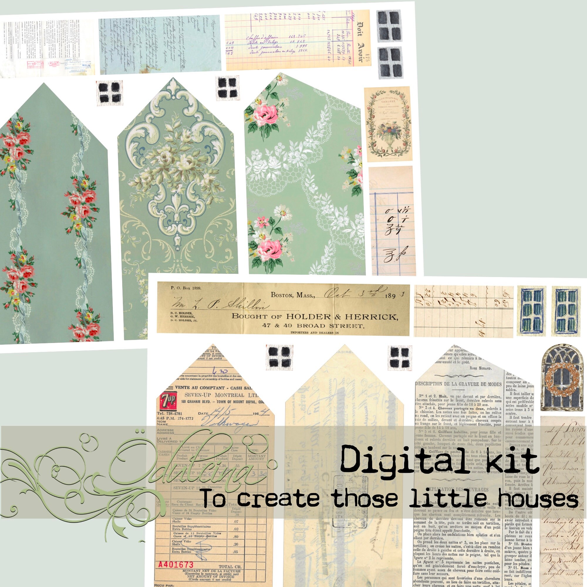 Little House Ephemera Kit Printable Tag Creation Junk - Etsy