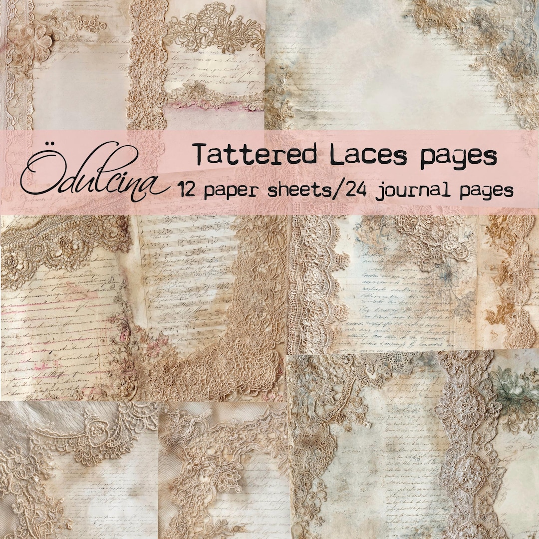 Antique Laces Pages, Tattered, Timeworn, and Perfect for Junk Journals ...