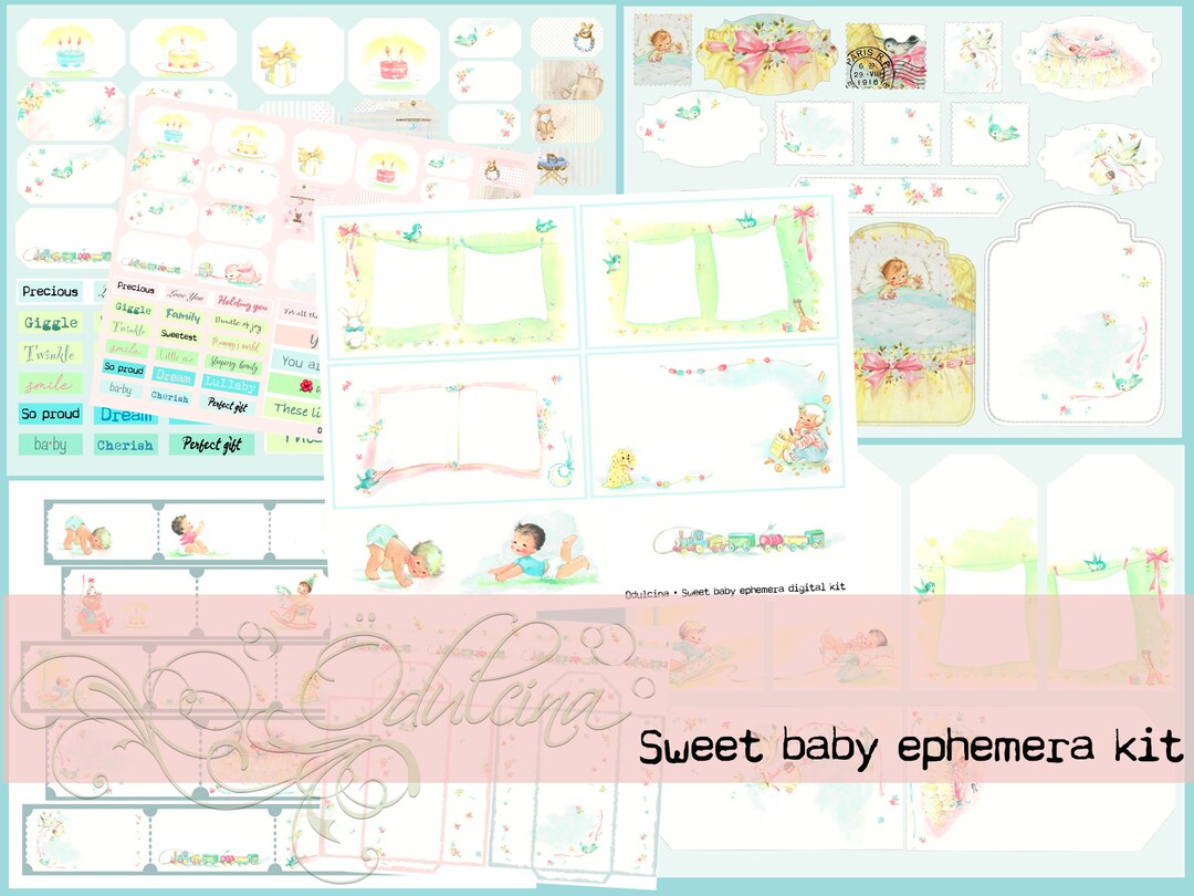Sweet Baby Ephemera Kit, Printable, Digital Download, Junk Journal ...