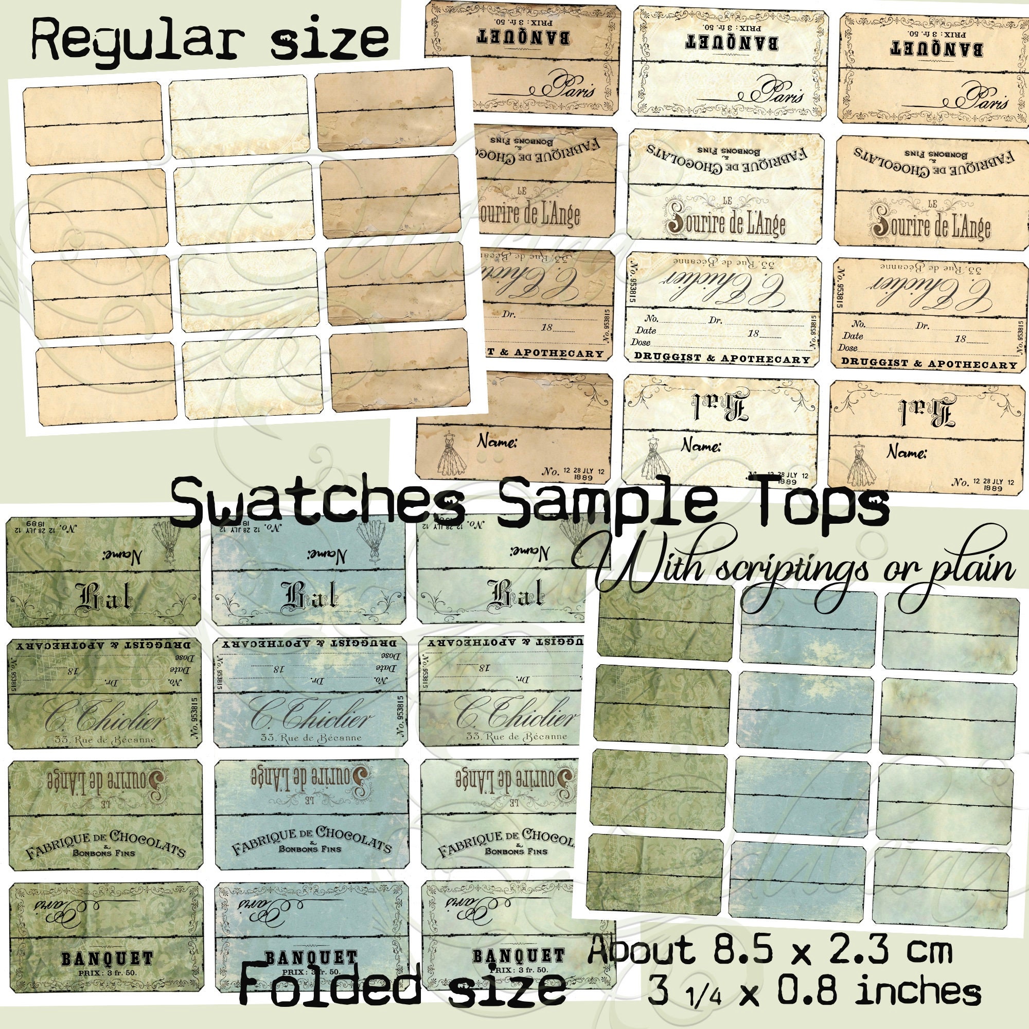 Swatches Sample Top Digital Set Printable for Junk Journal - Etsy