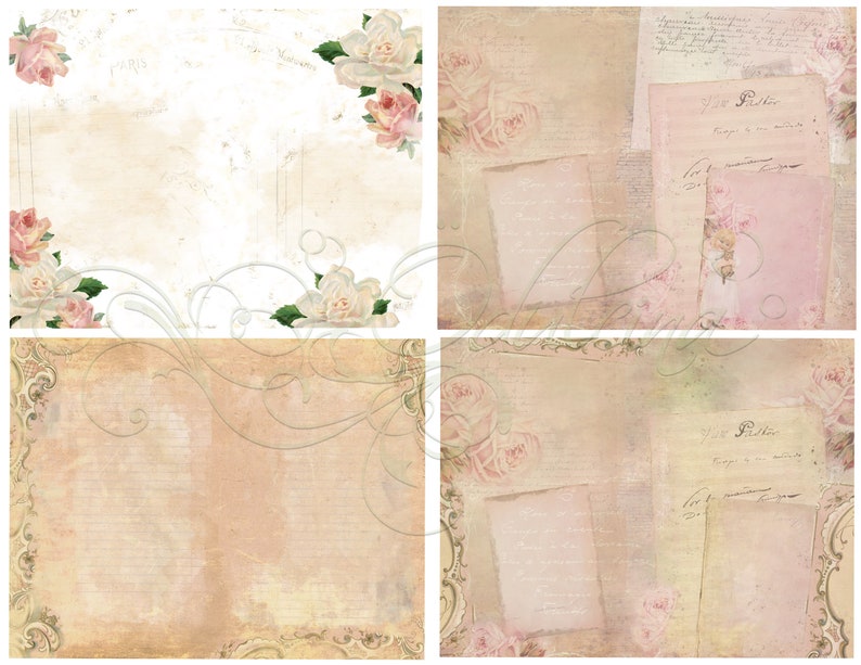 Shabby Victorian Roses, Digital Download - Antique Papers - Printable ...