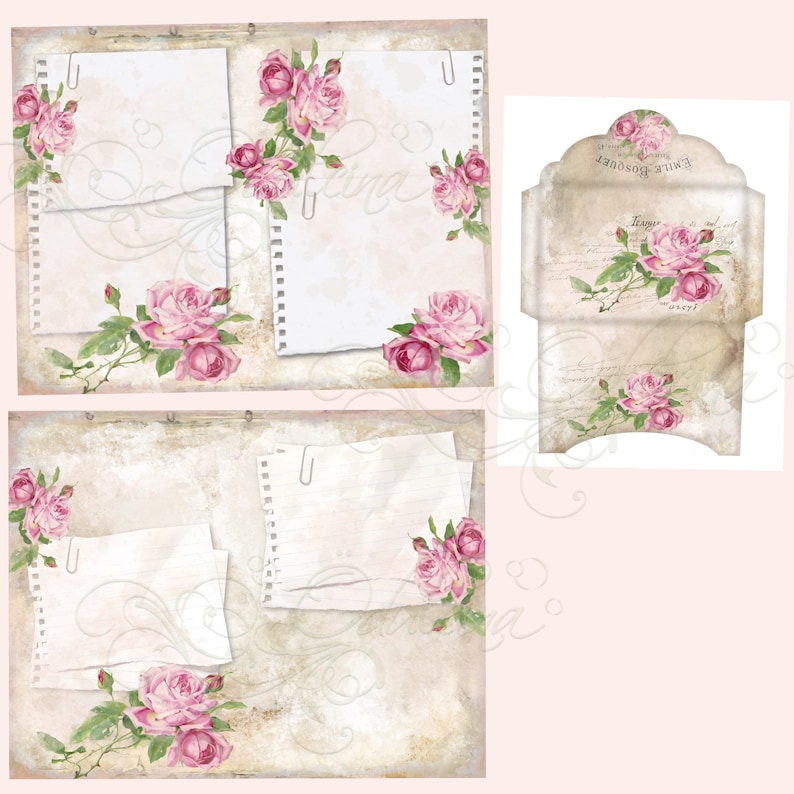 Journaling With Roses Digital Download Antique Papers - Etsy