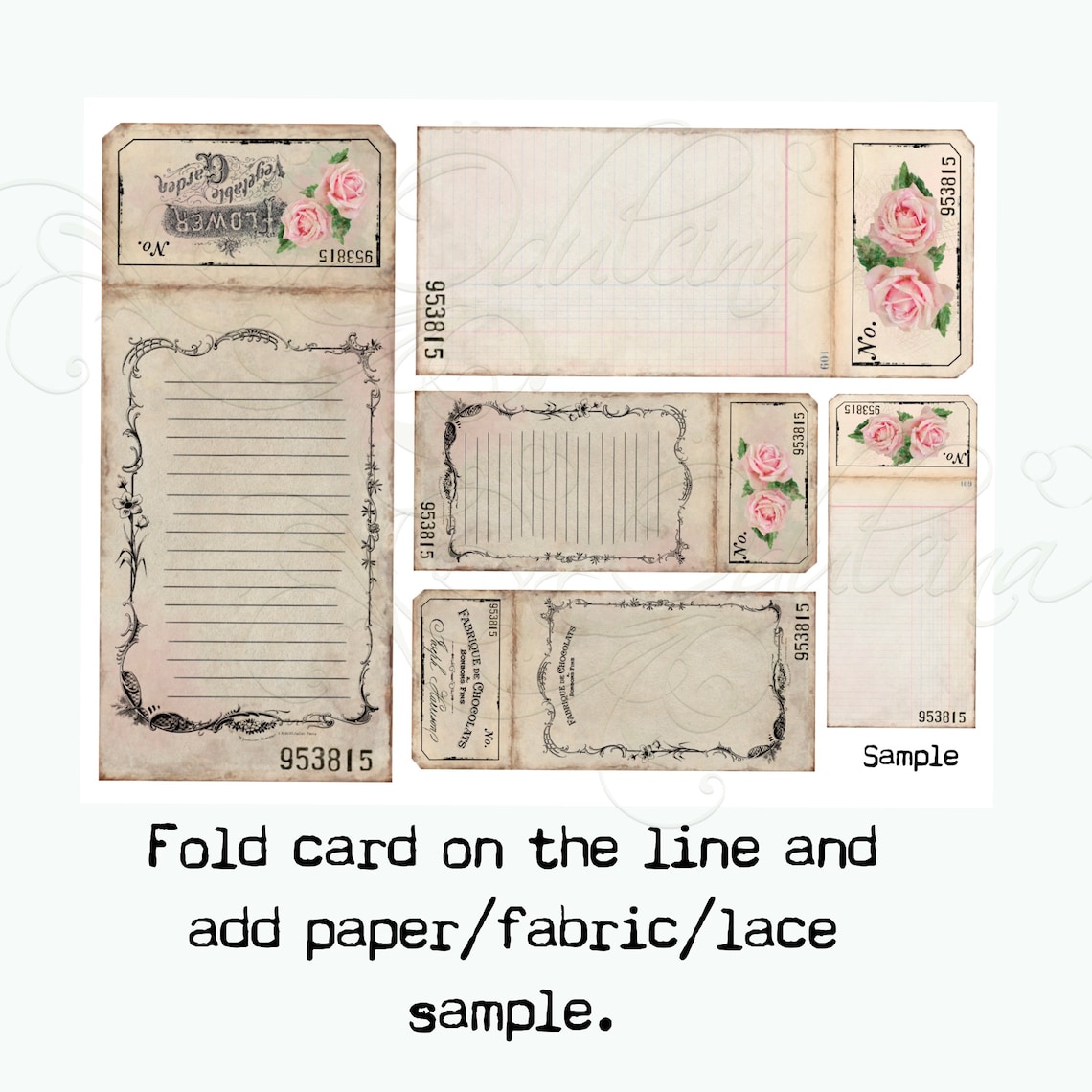 Vintage Sample Cards Digital Set Printable for Junk Journal | Etsy