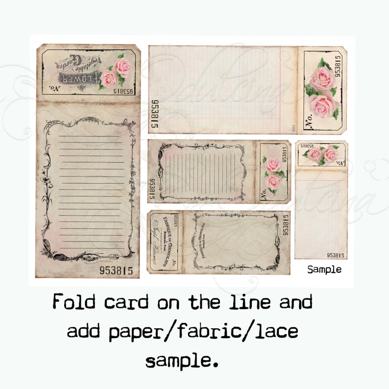 Vintage Sample Cards Digital Set, Printable, for Junk Journal Ephemera ...