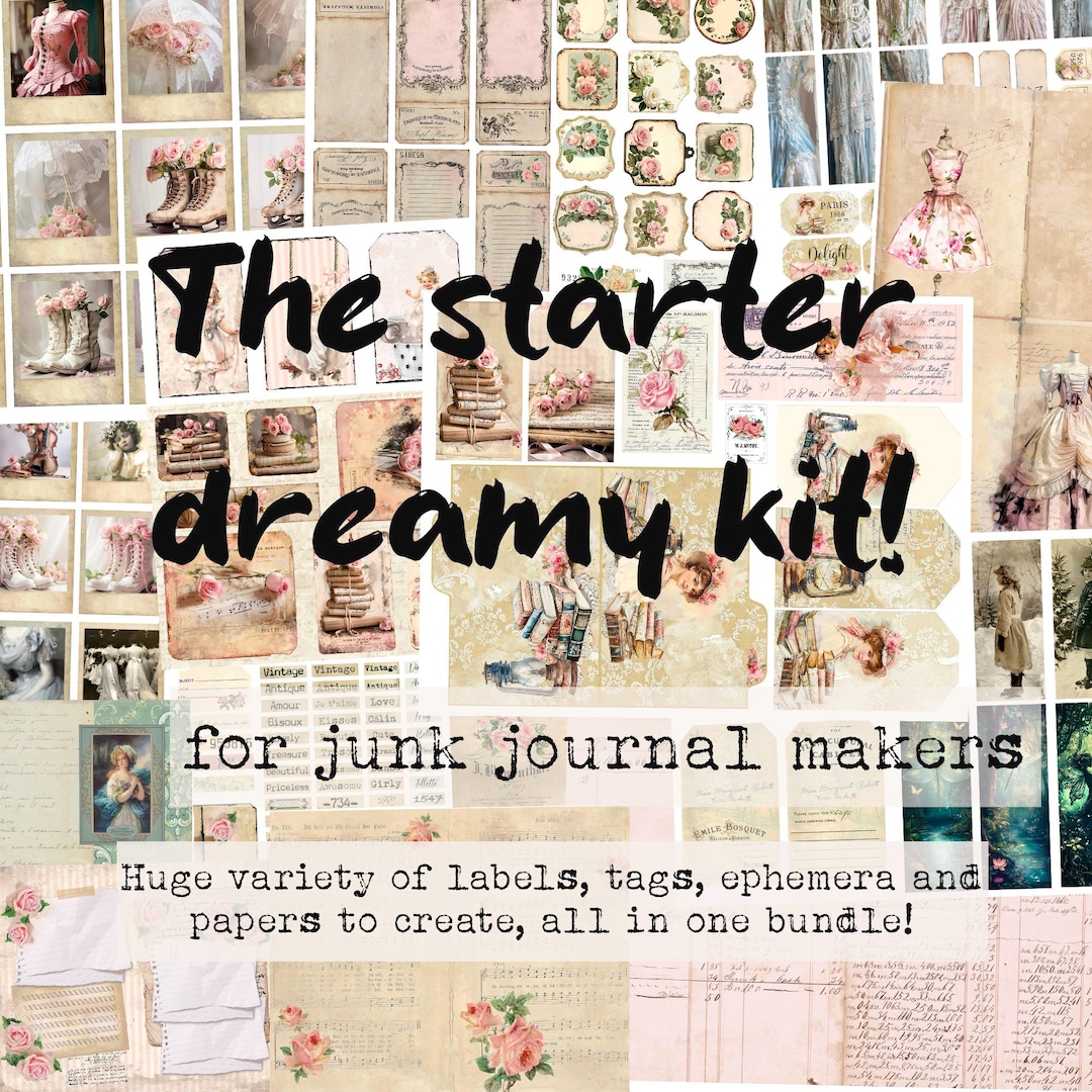 The Starter Dreamy Kit - Junk Journal Creation Kit, Print and Play Kit ...