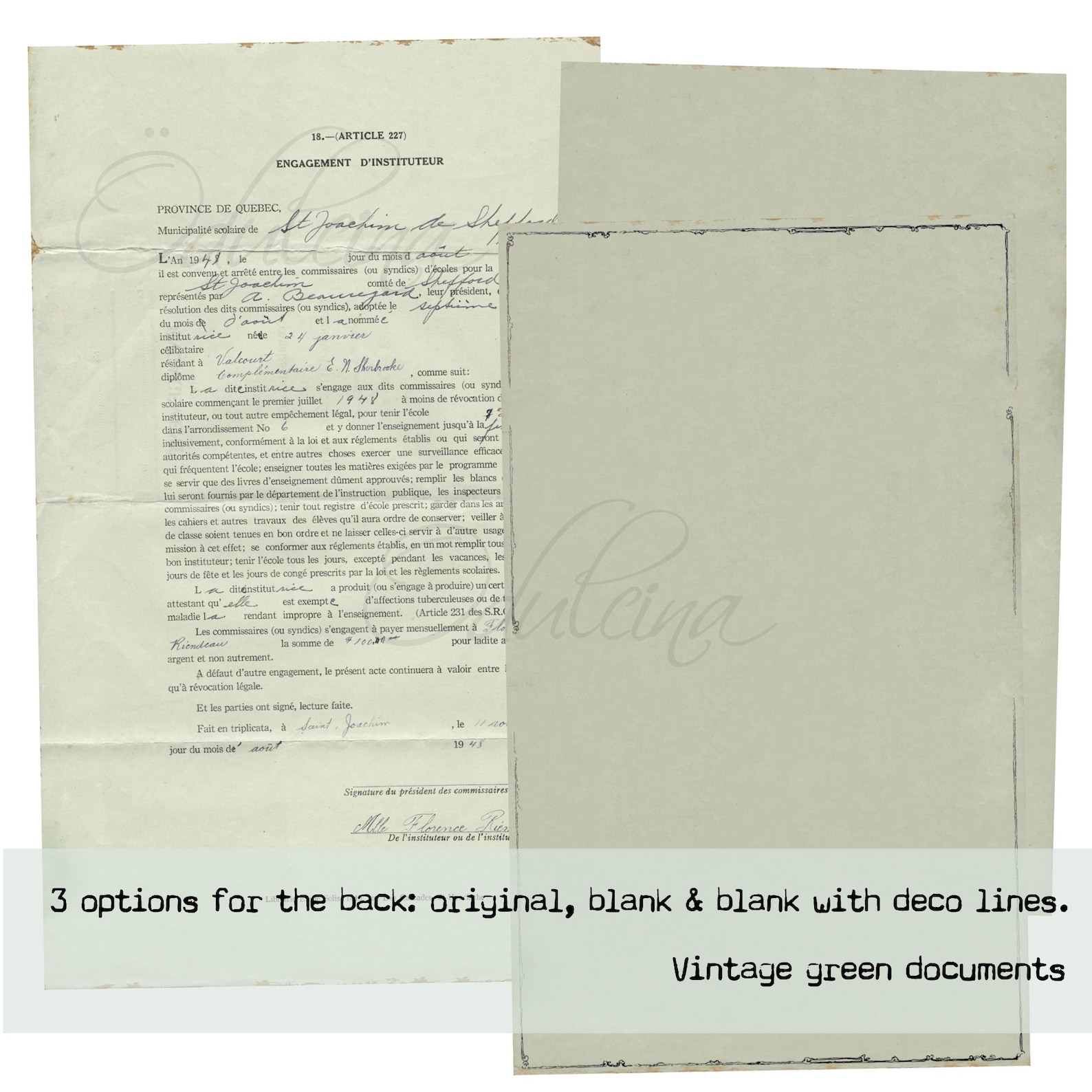 Legal Size Printable Vintage Reproduction Document of a - Etsy