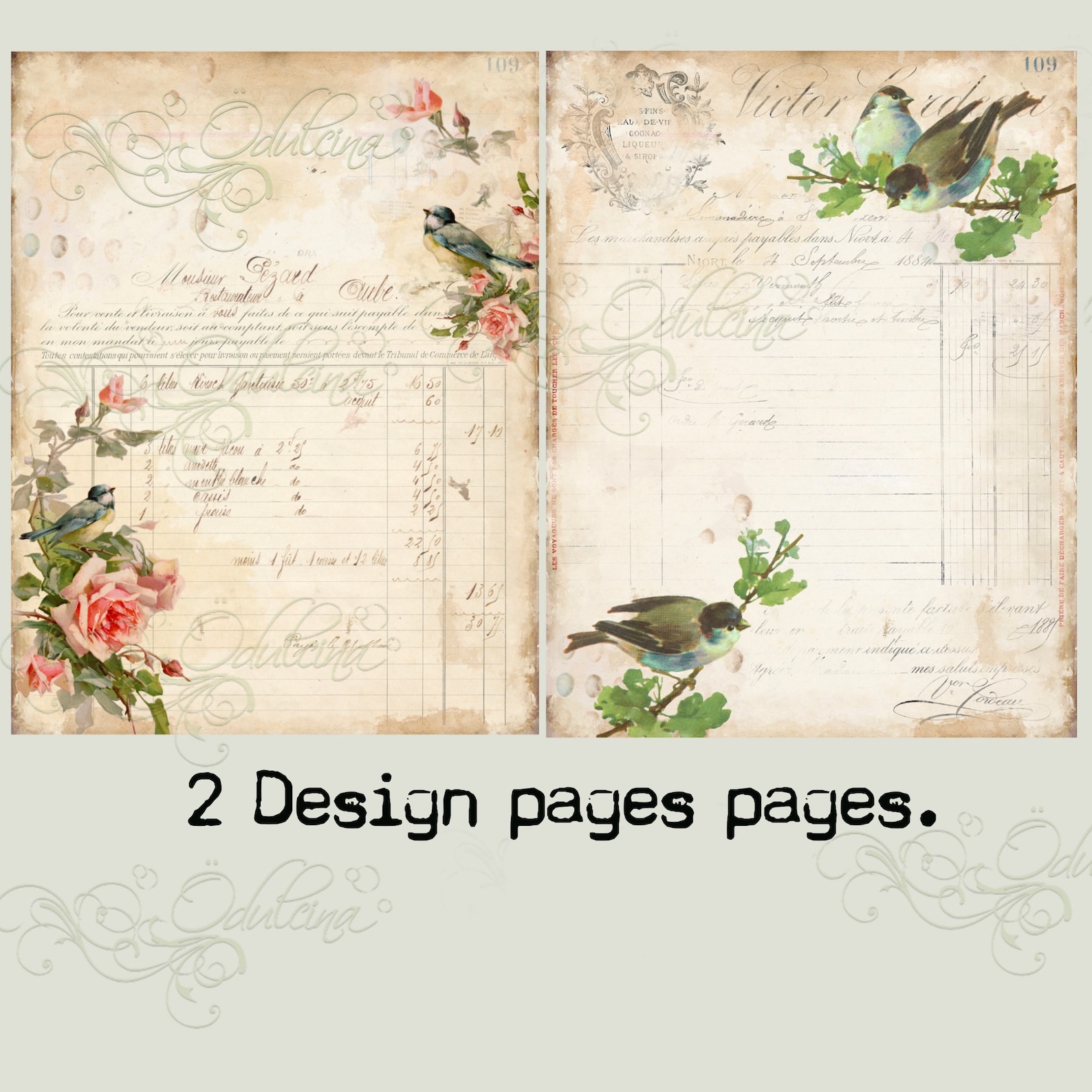 Lovely Birds Kit Digital Download Antique Papers - Etsy