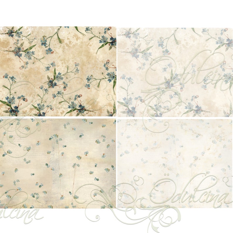 Forget Me Not Kit, Digital Download - Antique Papers - Printables for ...