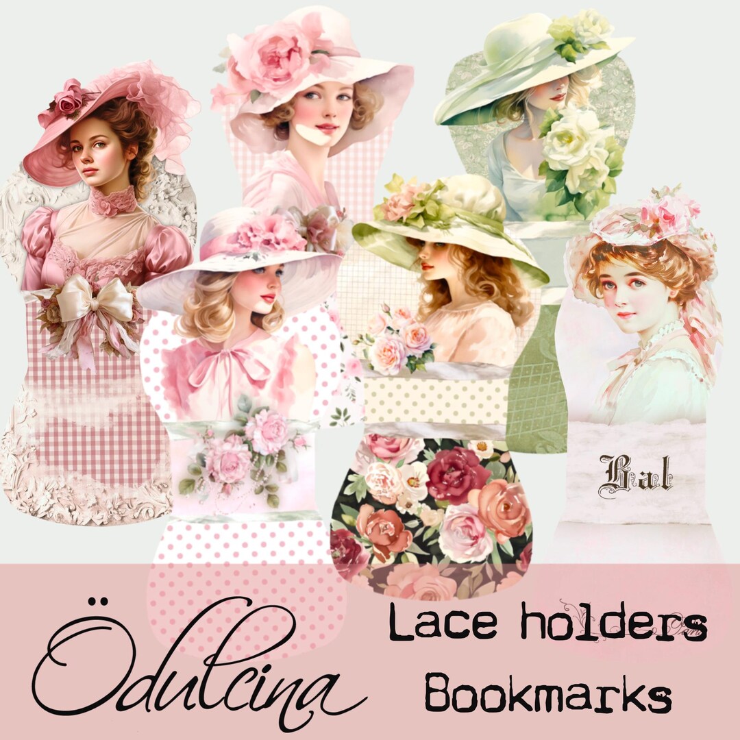 Lace Holder - Bookmark - Victorian Ladies, Junk Journal Ephemera ...