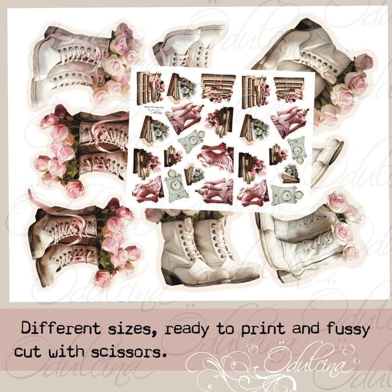 Shabby Chic Fussy Cutting Kit, Junk Journal Ephemera - Printable for ...