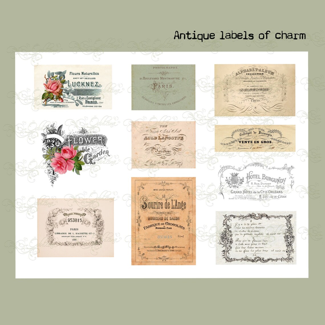 Antique Labels Digital Set, Printable, for Junk Journal Ephemera ...