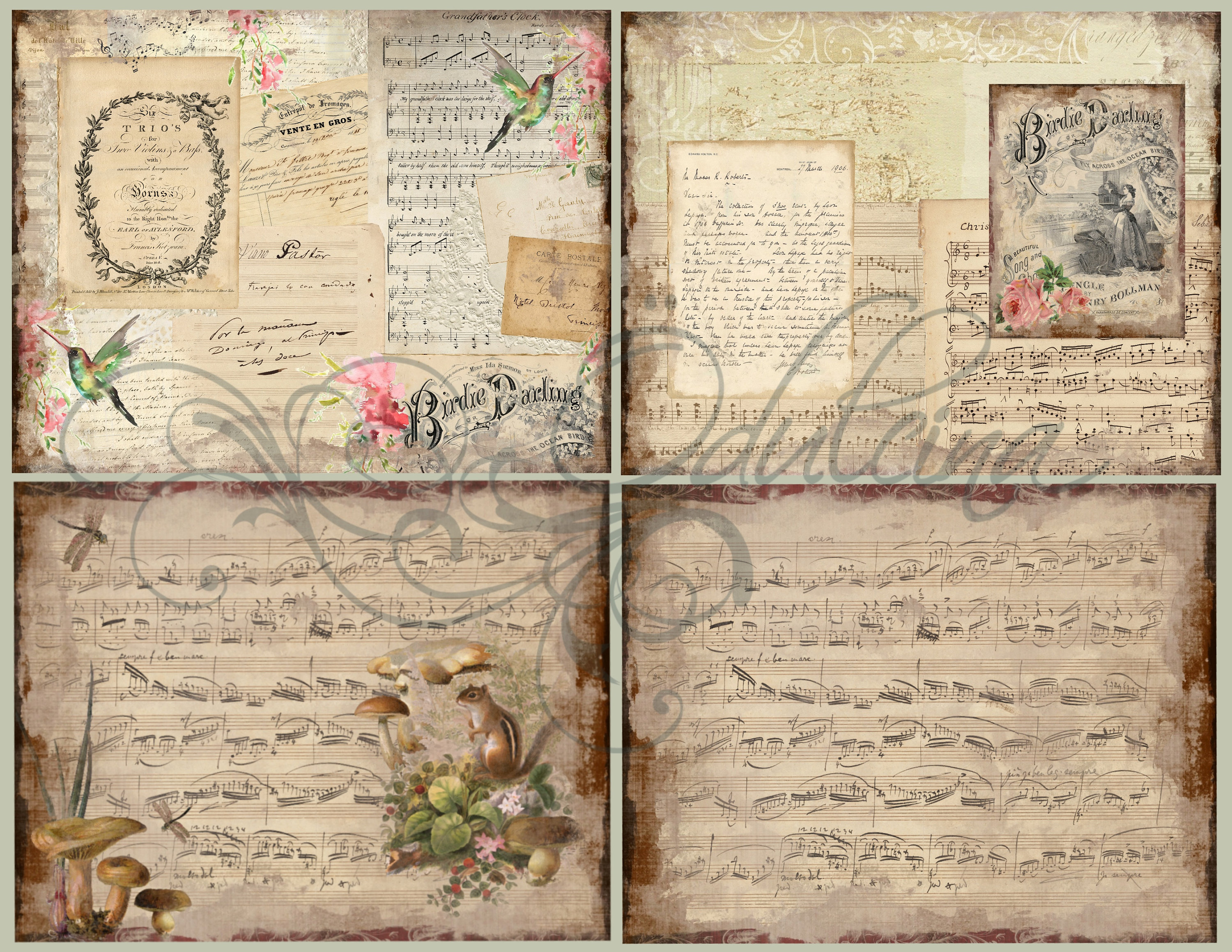 Vintage Music Sheets, Digital Download - Antique Papers - Printable for ...