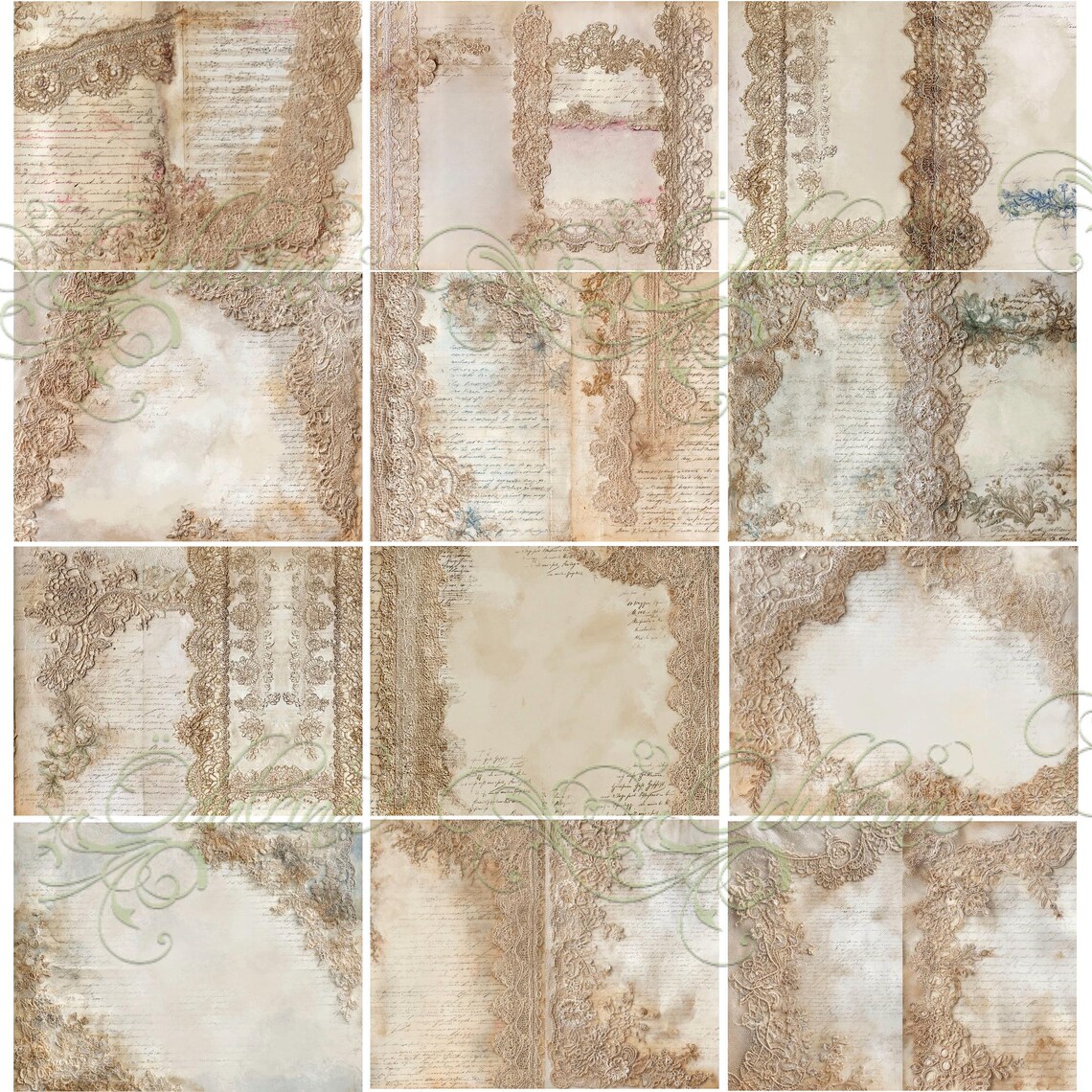 Antique Laces Pages, Tattered, Timeworn, and Perfect for Junk Journals ...