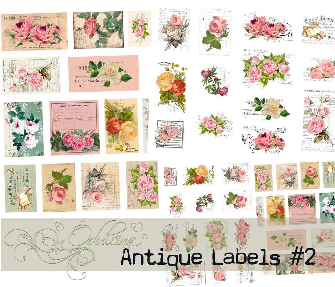 Antique Labels #2 Digital Set, Printable, for Junk Journal Ephemera ...