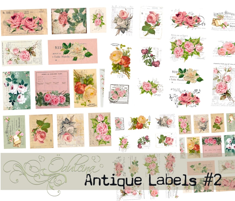 Antique Labels #2 Digital Set, Printable, for Junk Journal Ephemera ...