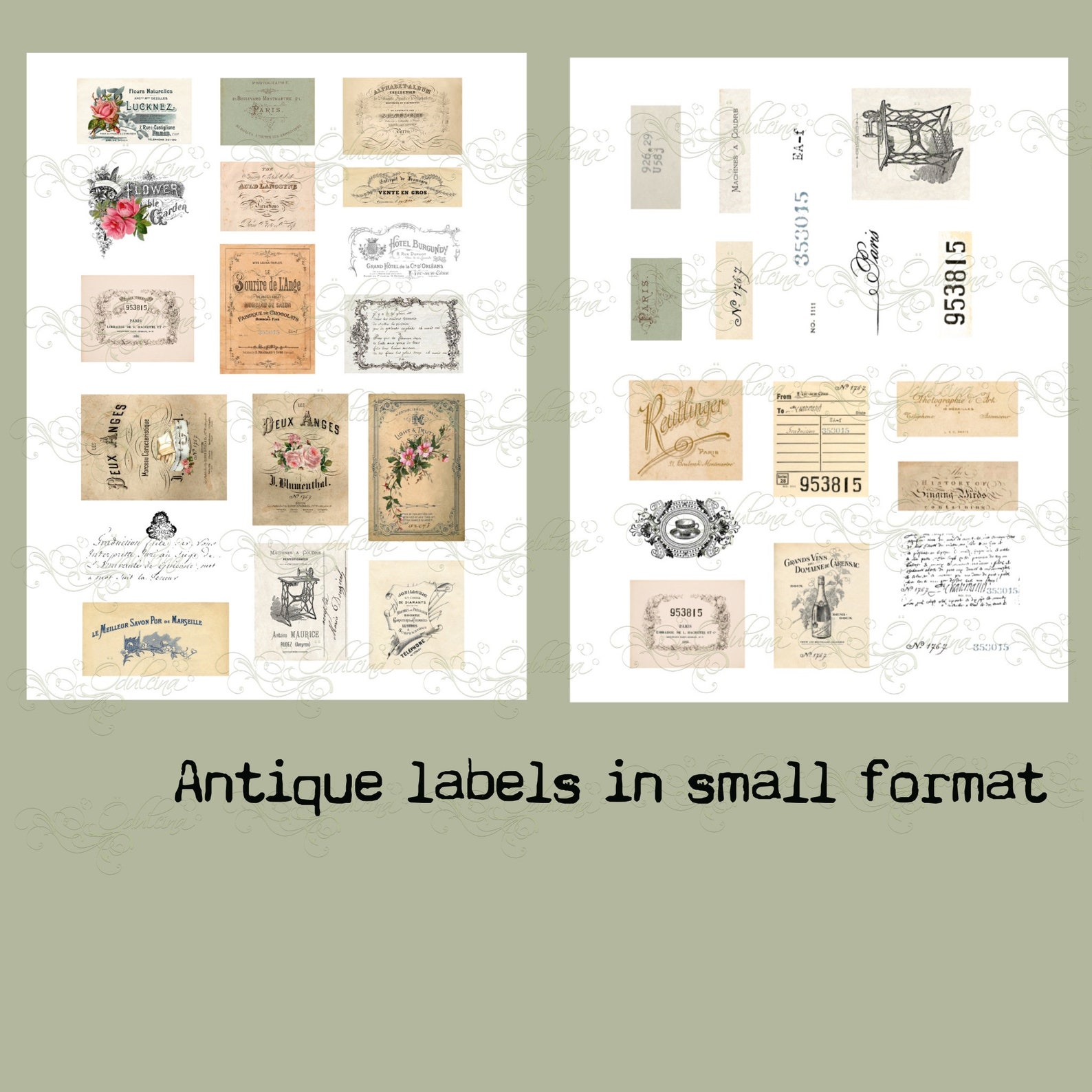 Antique Labels Digital Set, Printable, for Junk Journal Ephemera ...