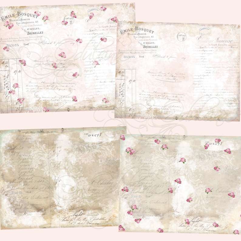 Journaling With Roses, Digital Download - Antique Papers - Printable ...