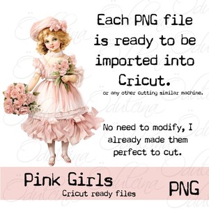 Pink Girls, PNG Files Ready for Cricut Machine, Junk Journal Ephemera ...