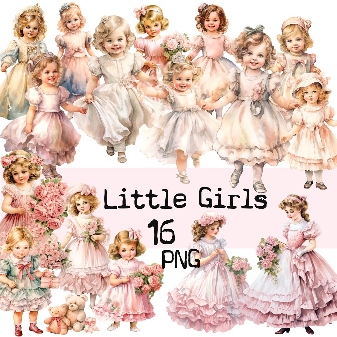 Girls, PNG Files Ready for Cricut Machine, Junk Journal Ephemera ...