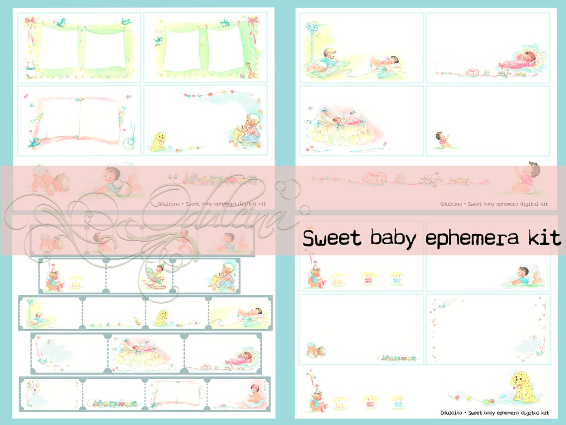 Sweet Baby Ephemera Kit Printable Digital Download Junk - Etsy