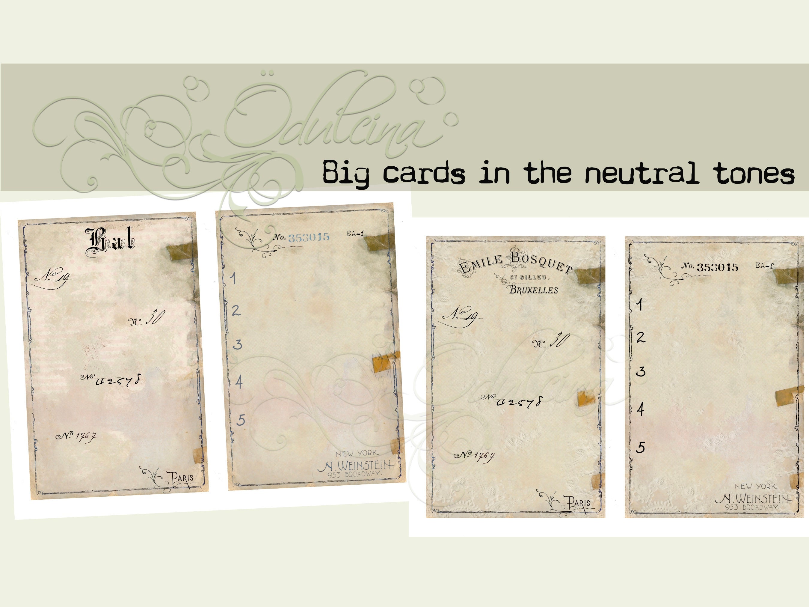 Sample & Inventory Cards Digital Set, Printable, for Junk Journal ...