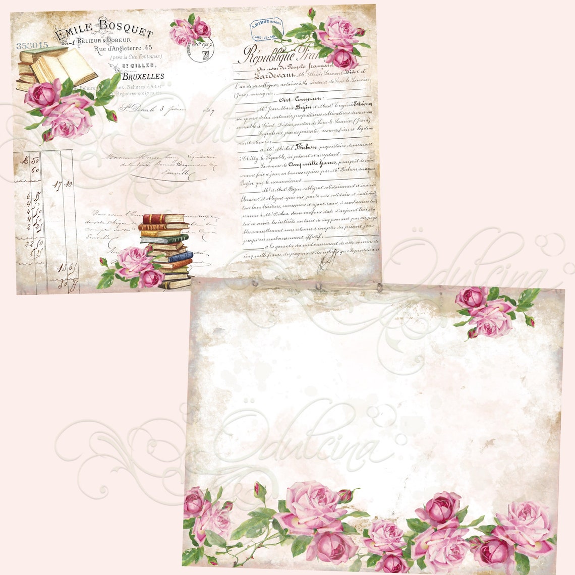 Journaling With Roses, Digital Download - Antique Papers - Printable ...