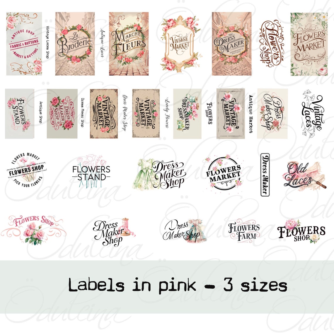 Labels in Pink & Neutral, Printable, for Junk Journal Ephemera Creation ...