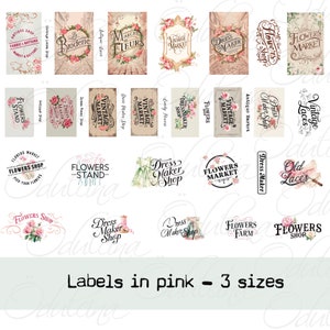 Labels in Pink & Neutral, Printable, for Junk Journal Ephemera Creation ...