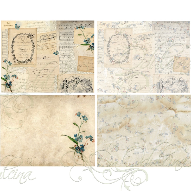 Forget Me Not Kit, Digital Download - Antique Papers - Printables for ...