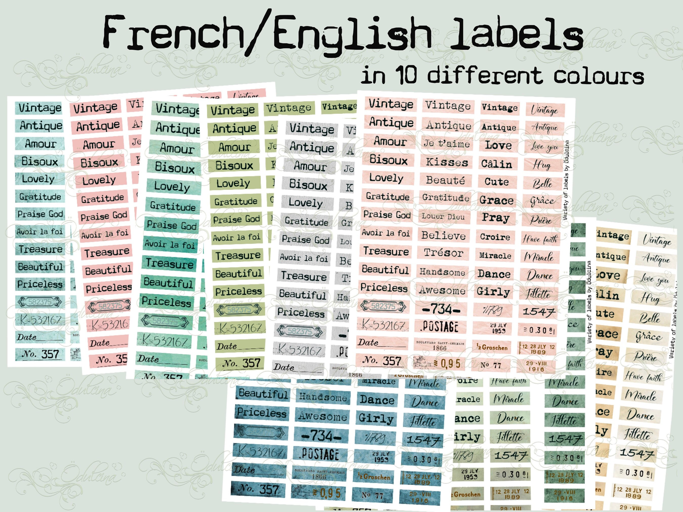 Labels Digital French English Words and Numbers Printable - Etsy